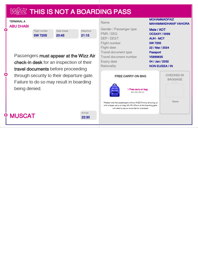 BoardingCard 355541279 AUH MCT | PDF | Aviation