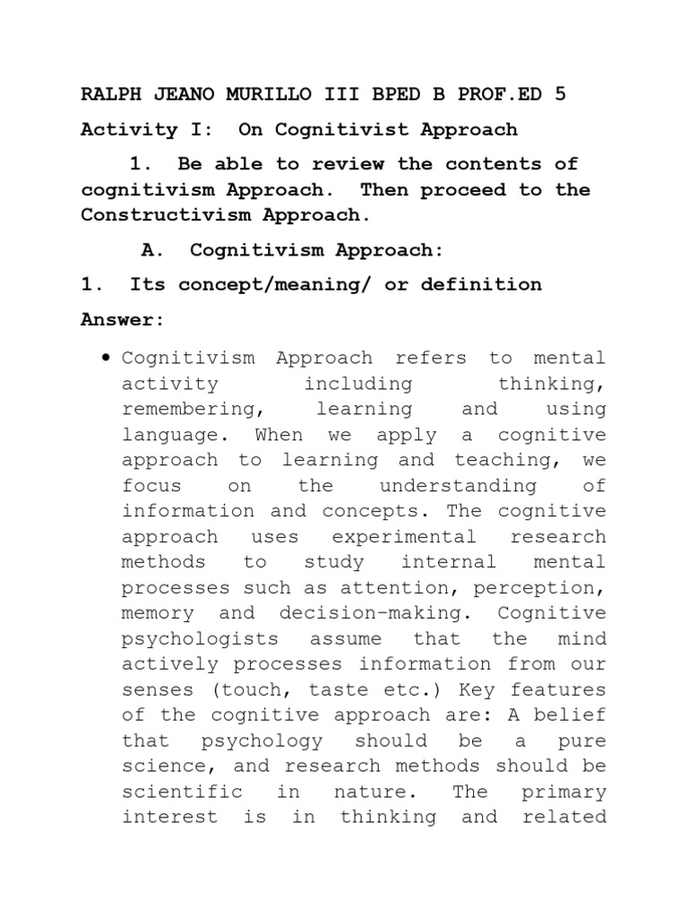 Prof. Ed 5 - Ralph Jeano Murillo - Iii Bped B | PDF | Constructivism ...