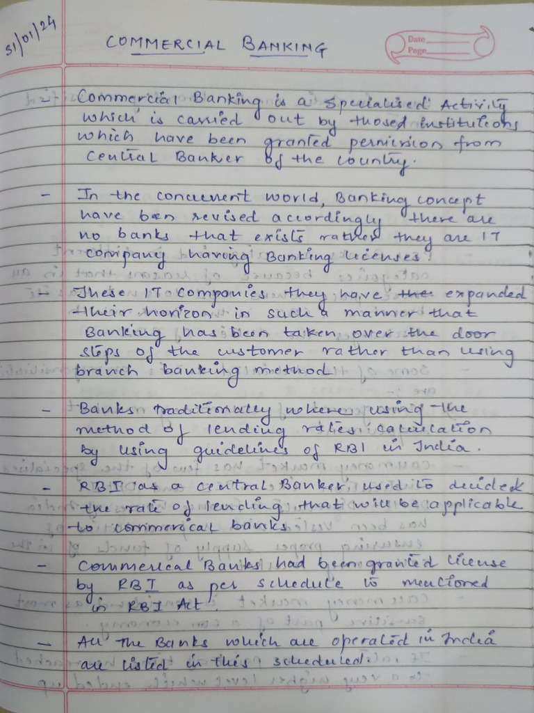 Commercial Banking - Notes | PDF