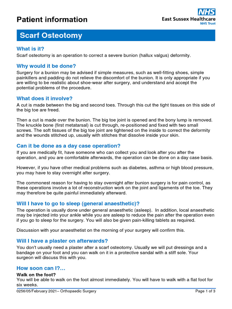 Scarf Osteotomy: What Is It? | PDF | Toe | Clinical Medicine