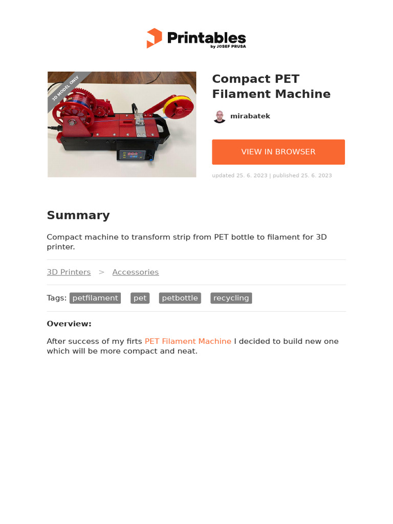 Compact Pet Filament Machine | PDF | Screw | Equipment