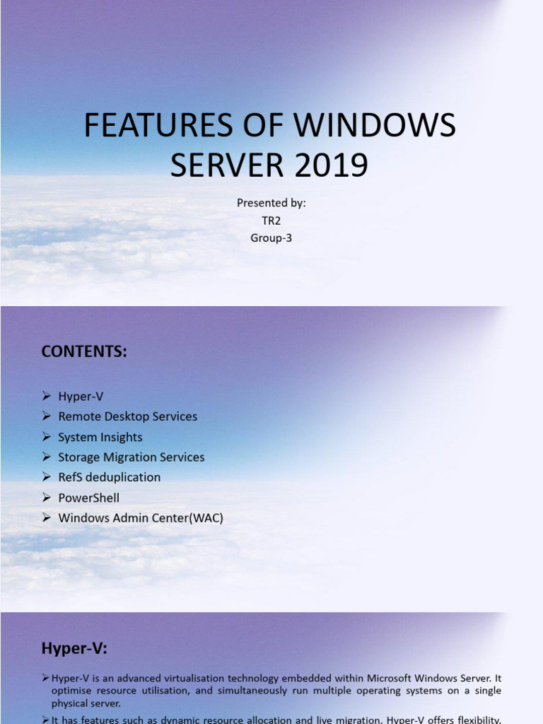 Features of Windows Server 2019 | PDF | Virtualization | Hyper V