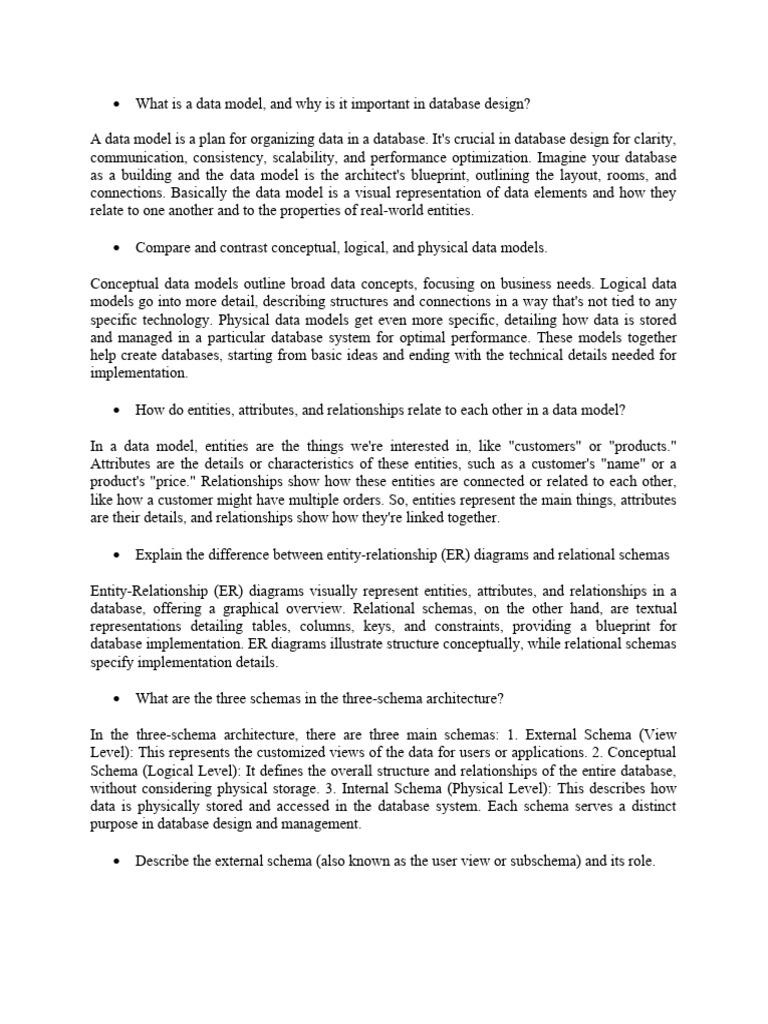 Guided Questions On Database Systems Concepts and Architecture | PDF | Conceptual Model | Data Model