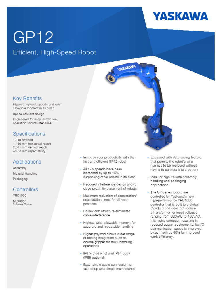 Yaskawa Robot GP12 | Download Free PDF | Robot | Robotics