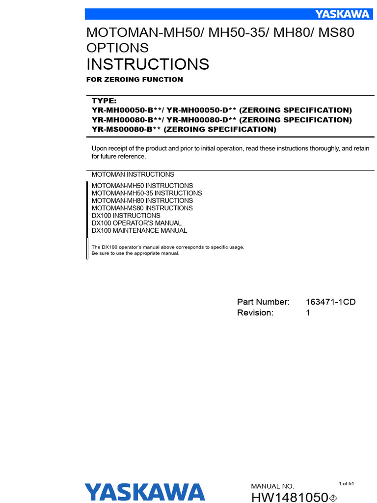 Yaskawa Robot MH50 | PDF | Usb | Safety