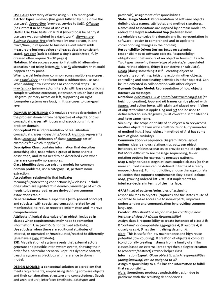 Software Modelling and Design Note Sheet | PDF | Class (Computer Programming) | Inheritance ...
