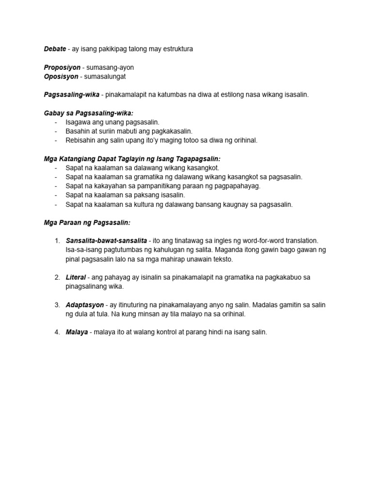 Filipino 10 Notes | PDF