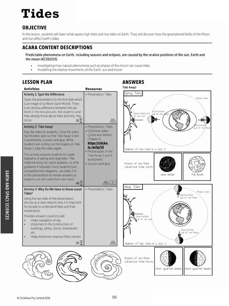 Year 7 Lesson Plan - Tides | PDF