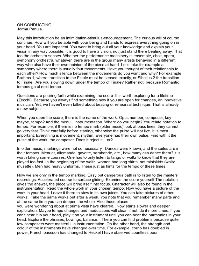 Panula On Conducting by Jorma Panula | PDF | Orchestras | Conducting