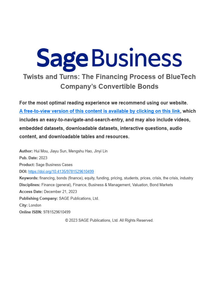 CASE 7 Teaching note 7 Twists and Turns The Financing Process of ...