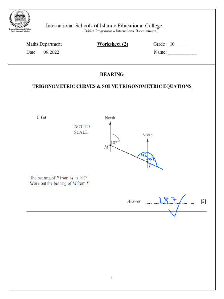 2 - Gr.10 - Bearing + Trigonometric Curves | PDF