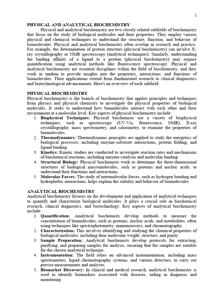 Physical and Analytical Biochemistry | PDF
