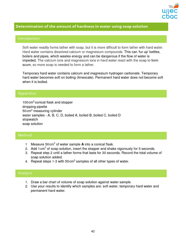 Determination of The Amount of Hardness in Water Using Soap Solution ...