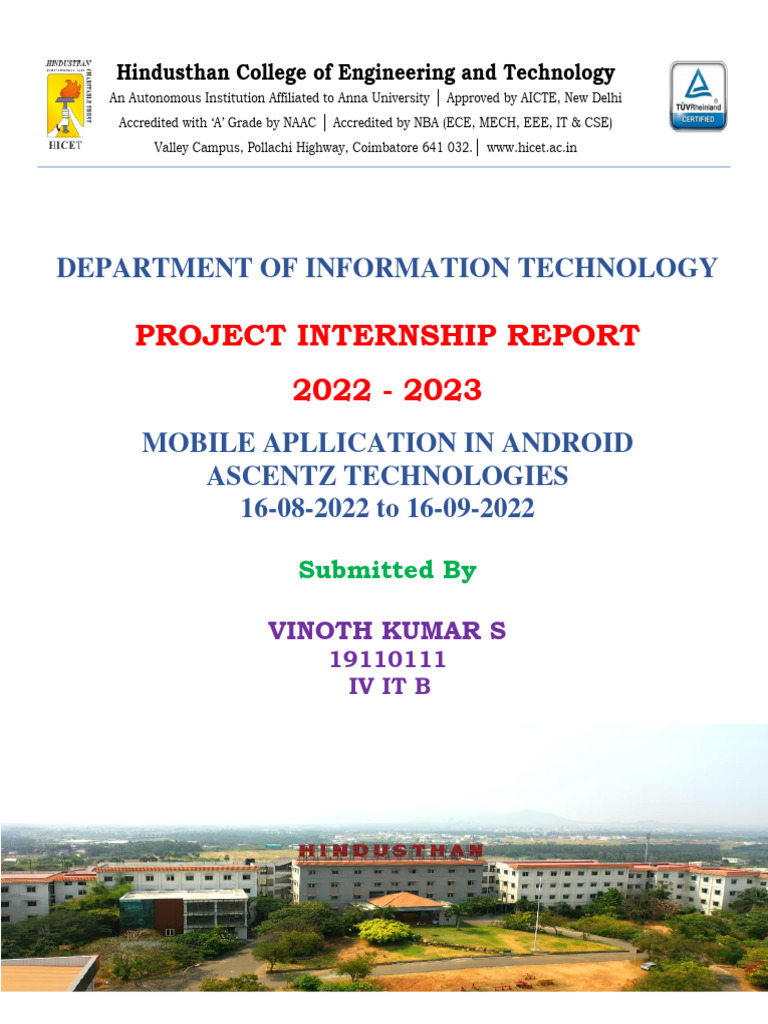 Internship Report Vinoth Kumar | PDF | Android (Operating System) | Linux