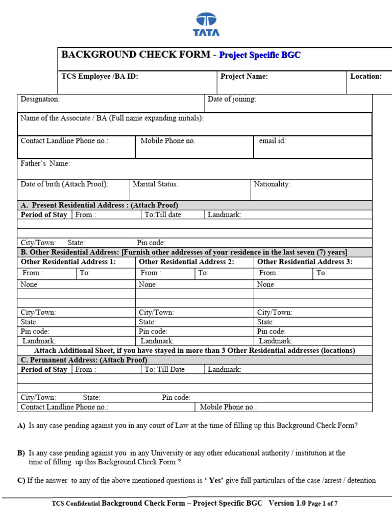BGC Form - PS - All Checks - Latest Version | PDF | Background Check ...