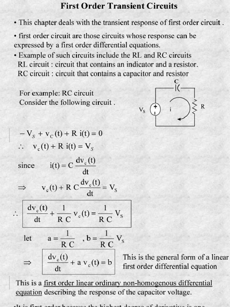 First Order Transient Circuit Notes Pdf