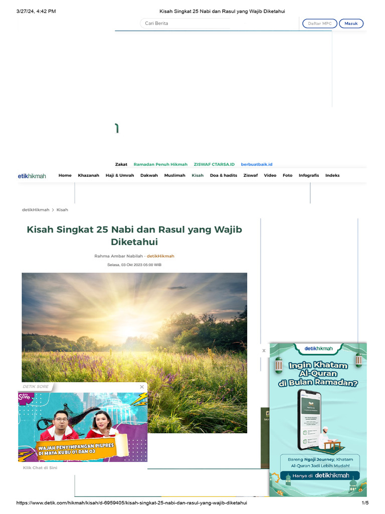 Kisah Singkat 25 Nabi Dan Rasul Yang Wajib Diketahui Pdf