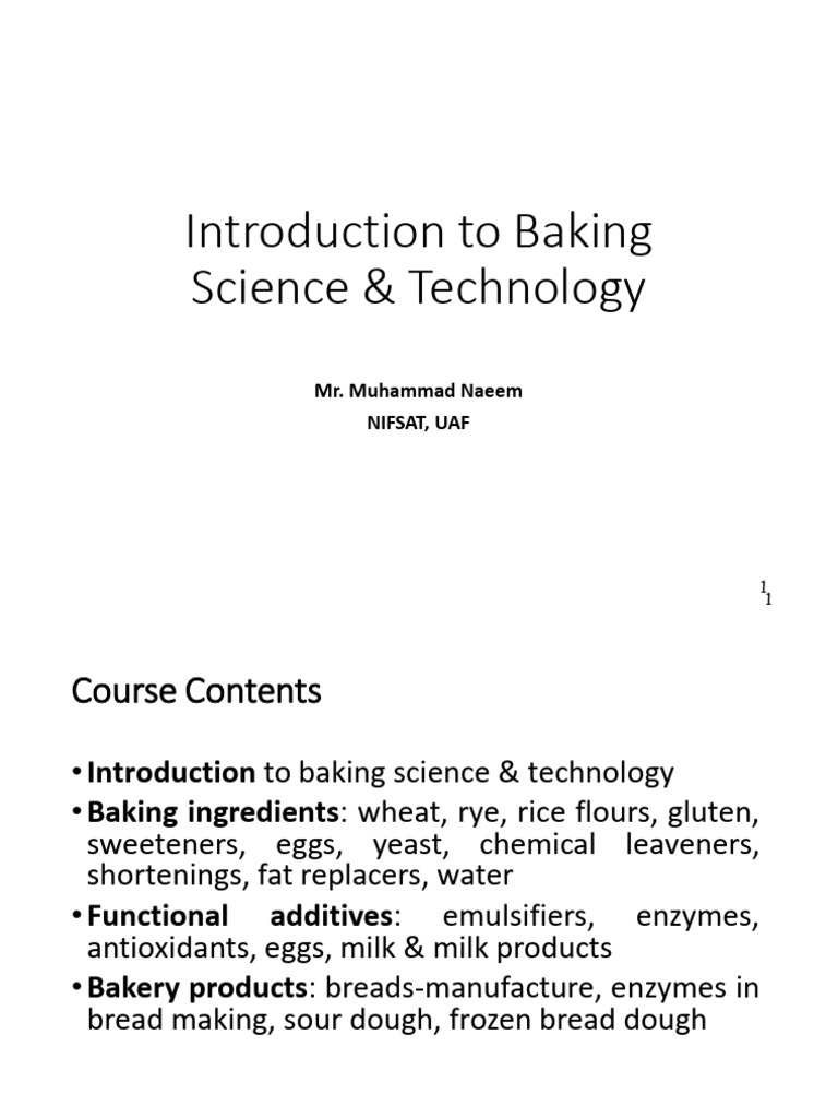 Lec 1 Introduction To Baking Science | PDF | Baking | Breads Lec 1 Introduction To Baking Science | PDF | Baking | Breads