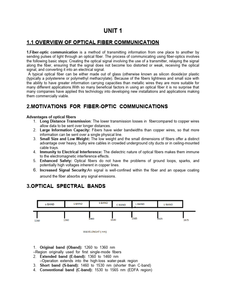 OFC unit 1-A | PDF | Optical Fiber | Laser Diode
