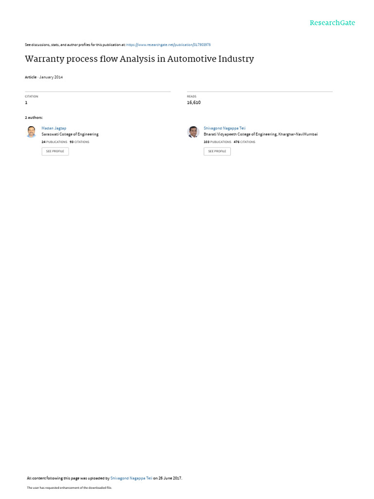 Warranty ANalysis | Download Free PDF | Reliability Engineering | Brake