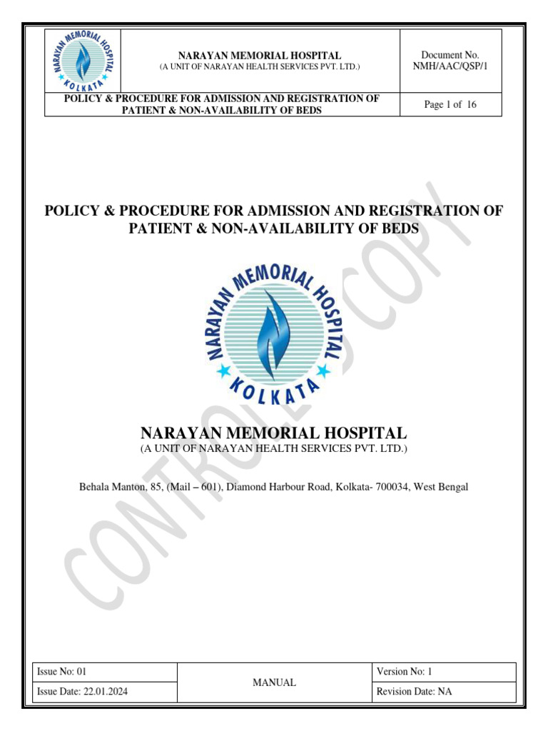 Admission & Registration Policy Overview | PDF | Patient | Hospital