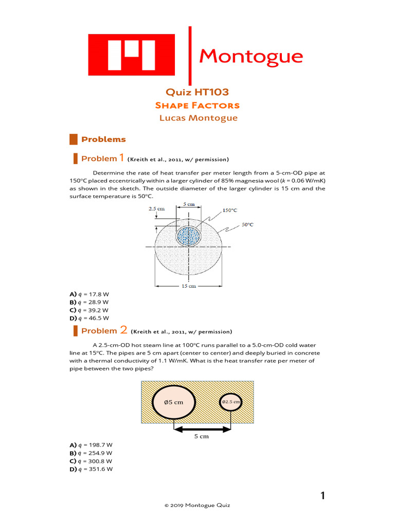 Shape Factors Solved Problems | PDF | Heat Transfer | Thermal Conduction