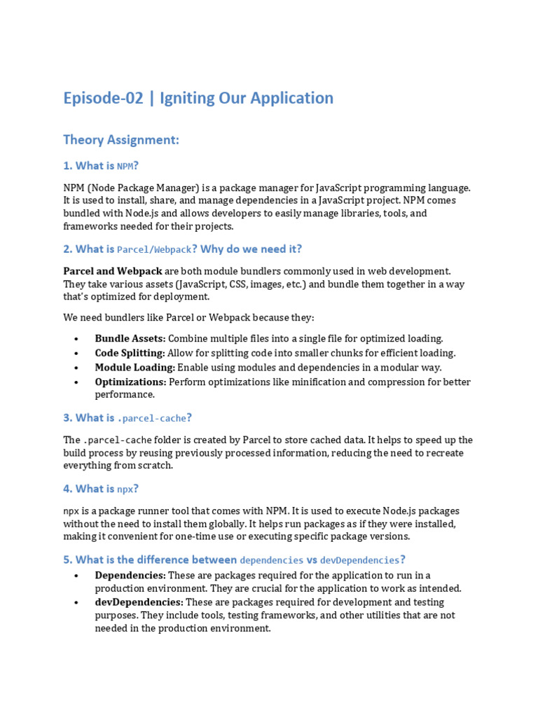 Theory and Coding Assignment - Namaste React - Episode 2 | PDF | Computers
