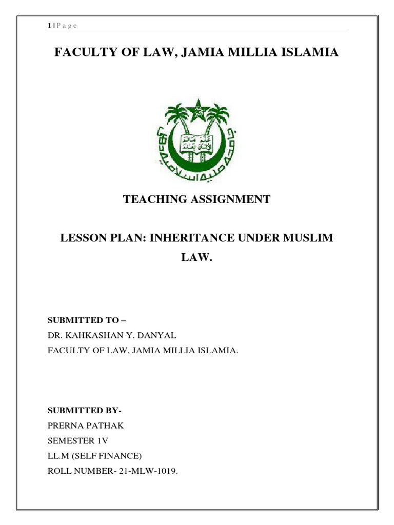 Lesson Plan Inheritance | PDF | Inheritance | Sharia Lesson Plan Inheritance | PDF | Inheritance | Sharia
