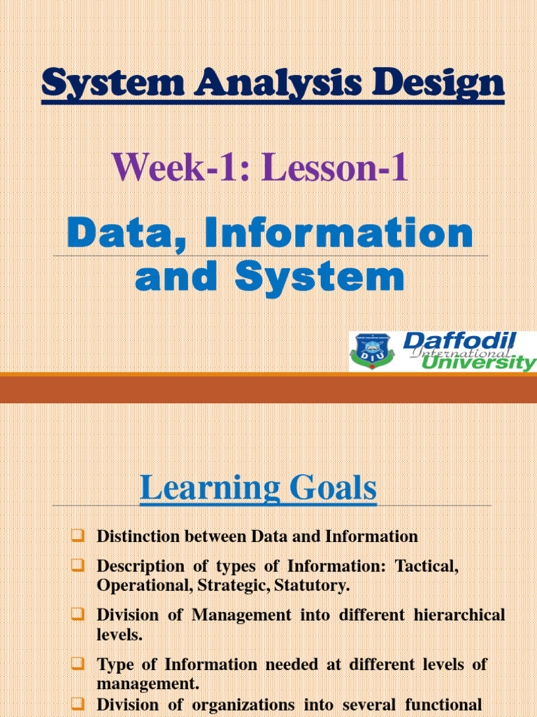 WK-1-Data and Information | PDF | System | Decision Support System