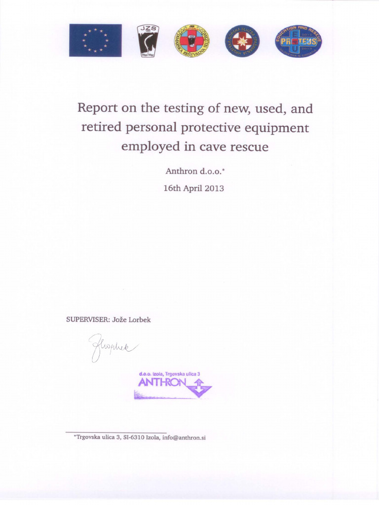 Final Report of Equipment Tests | PDF | Knot | Safety