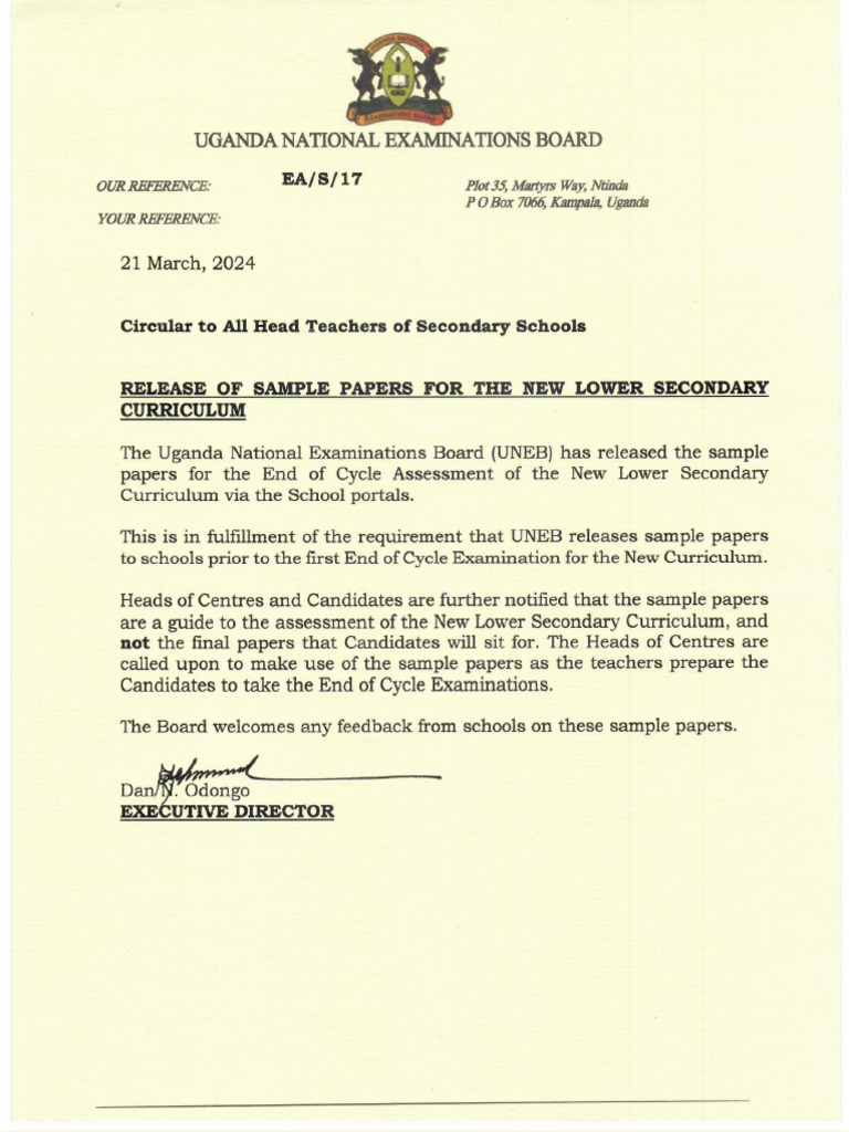 New Lower Secondary Curriculum Sample Papers Circular | PDF