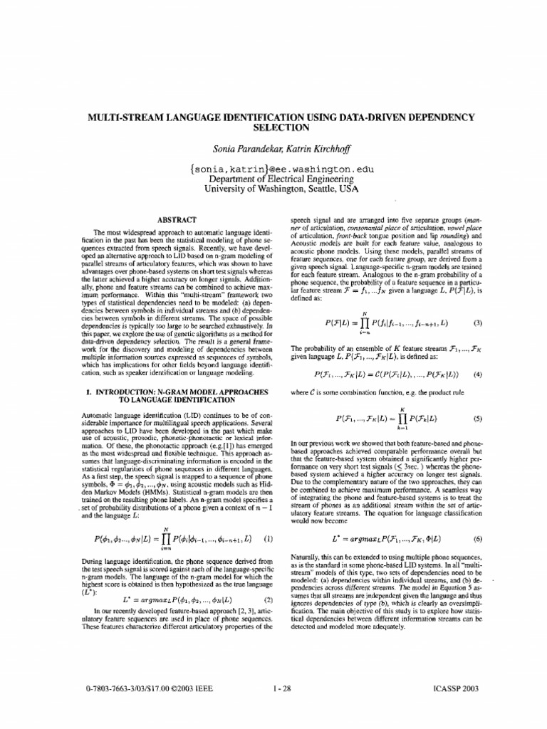 2003 Language Identification | PDF | Genetic Algorithm | String (Computer Science)