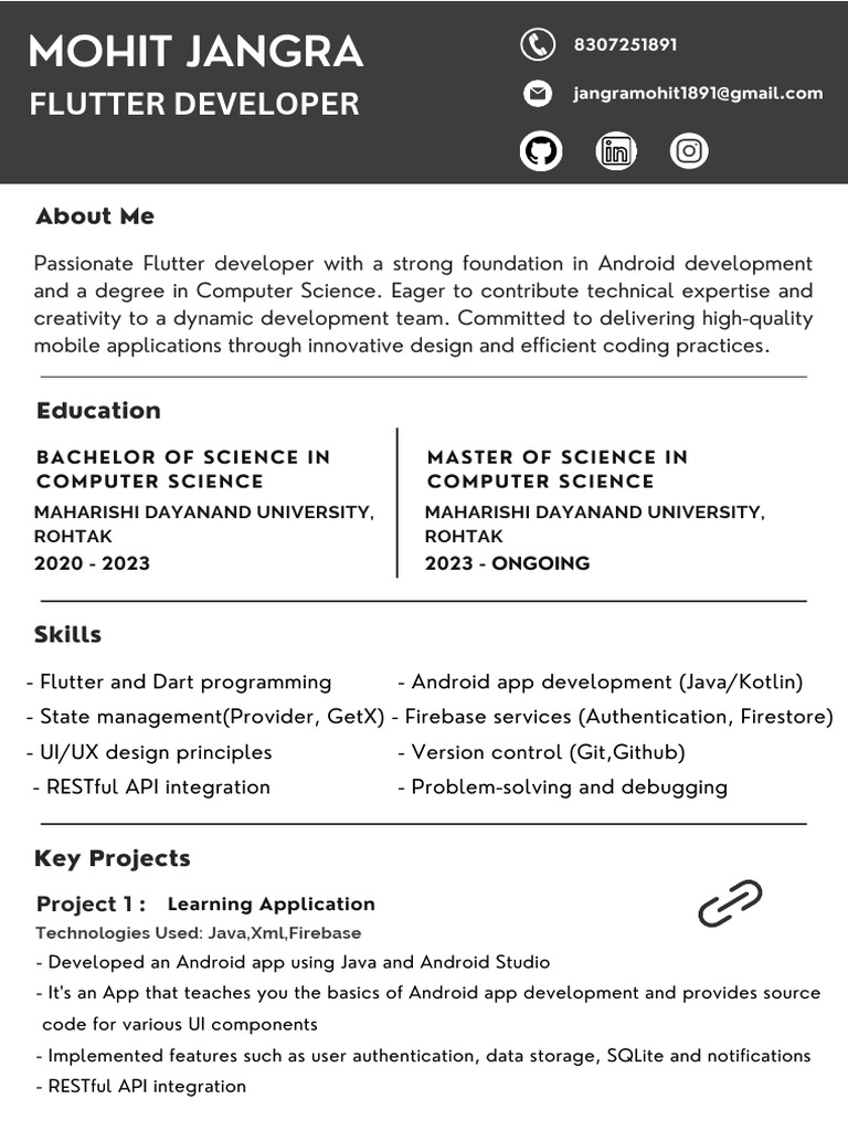 Mohit Flutter Resume | PDF Mohit Flutter Resume | PDF