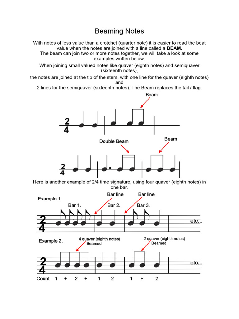 Beaming Notes Grade 1 | PDF | Musicology | Musical Compositions