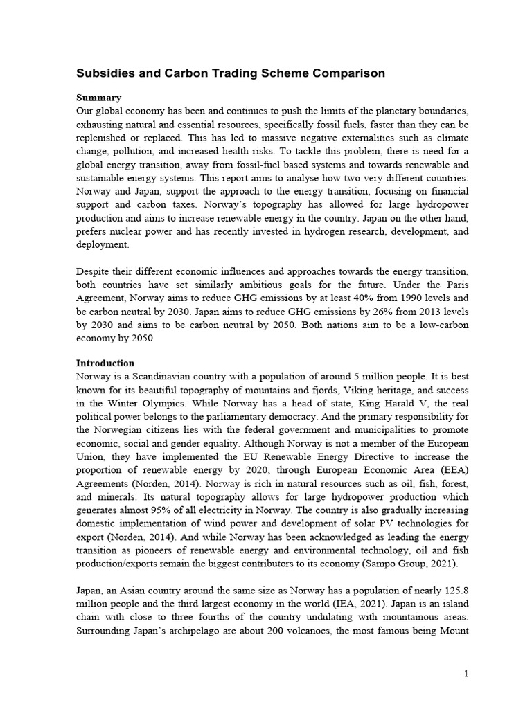 Subsidies and Carbon Trading Scheme Comparison | PDF