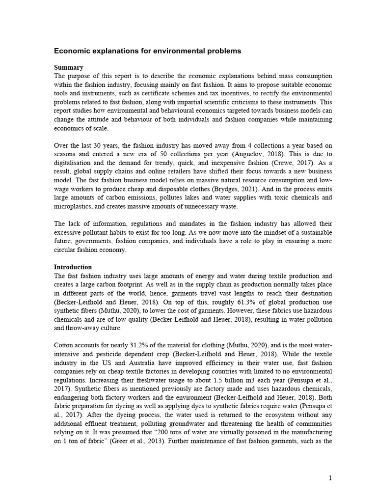 Economic Explanations For Environmental Problems | PDF | Textiles | Recycling