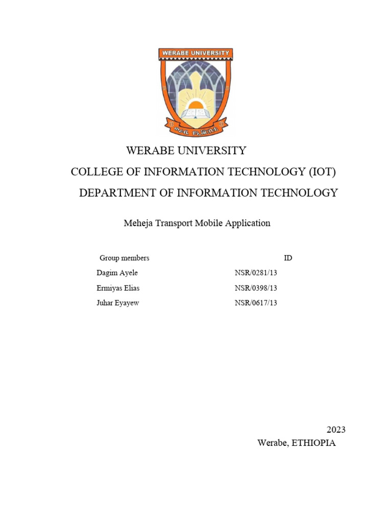 Meheja Transport App Project Report | PDF | Software Development Process | Use Case