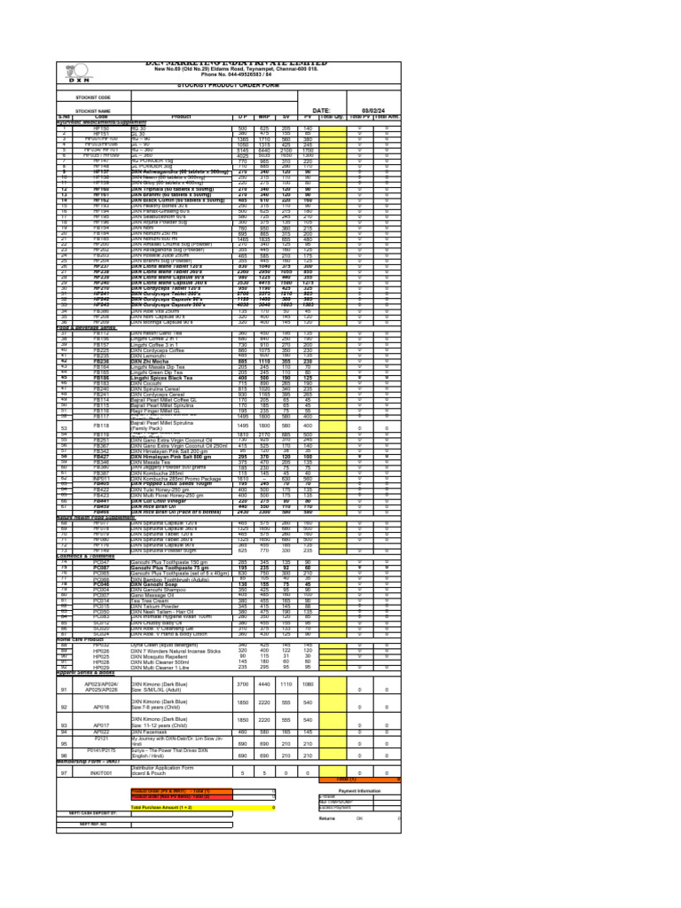 New Updated Order Form | PDF