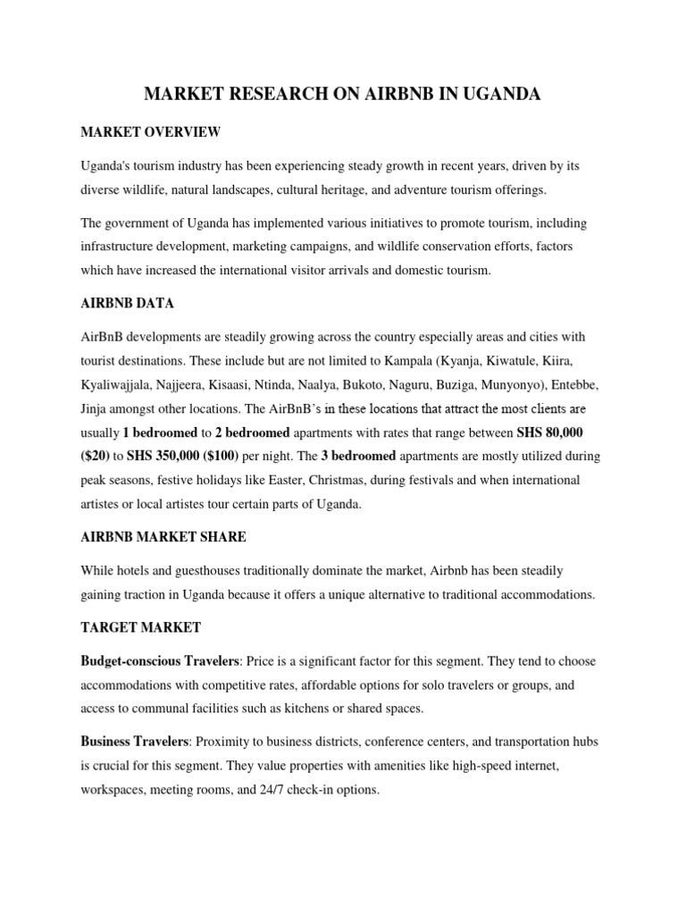MARKET ANALYSIS ON AIRBNB IN UGANDA | PDF | Hotel | Tourism
