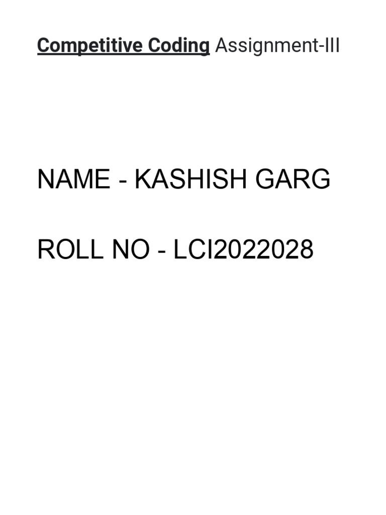 Competitive Coding Assignment III Results | PDF