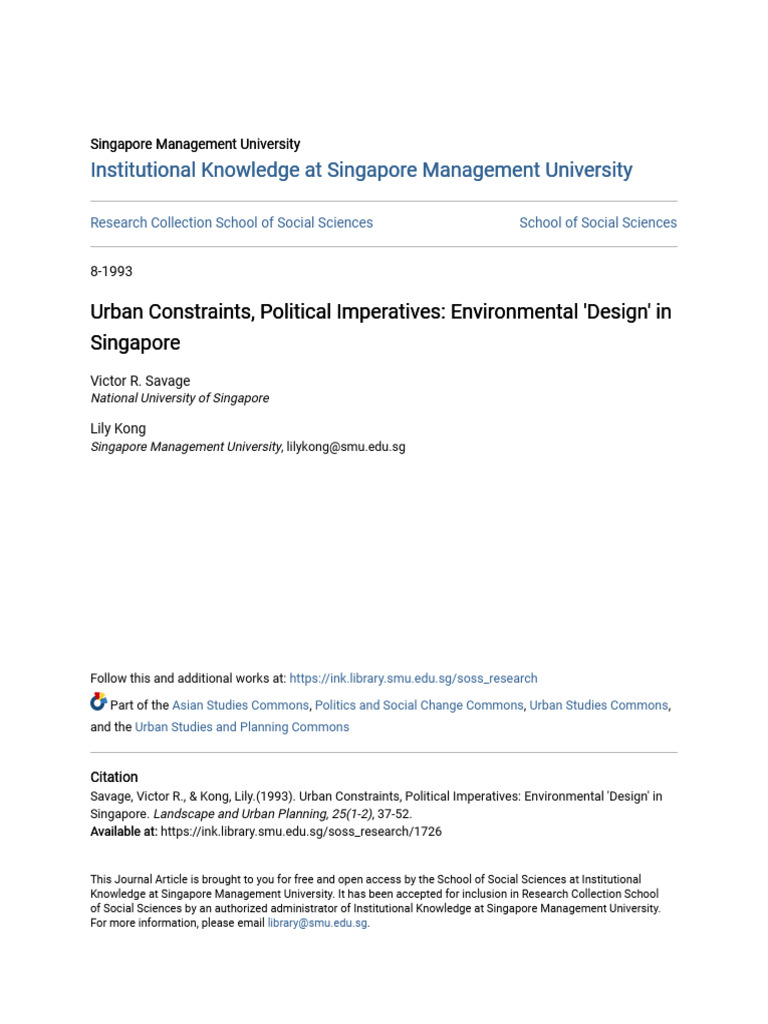 Urban Constraints Political Imperatives - Environmental Design | PDF ...