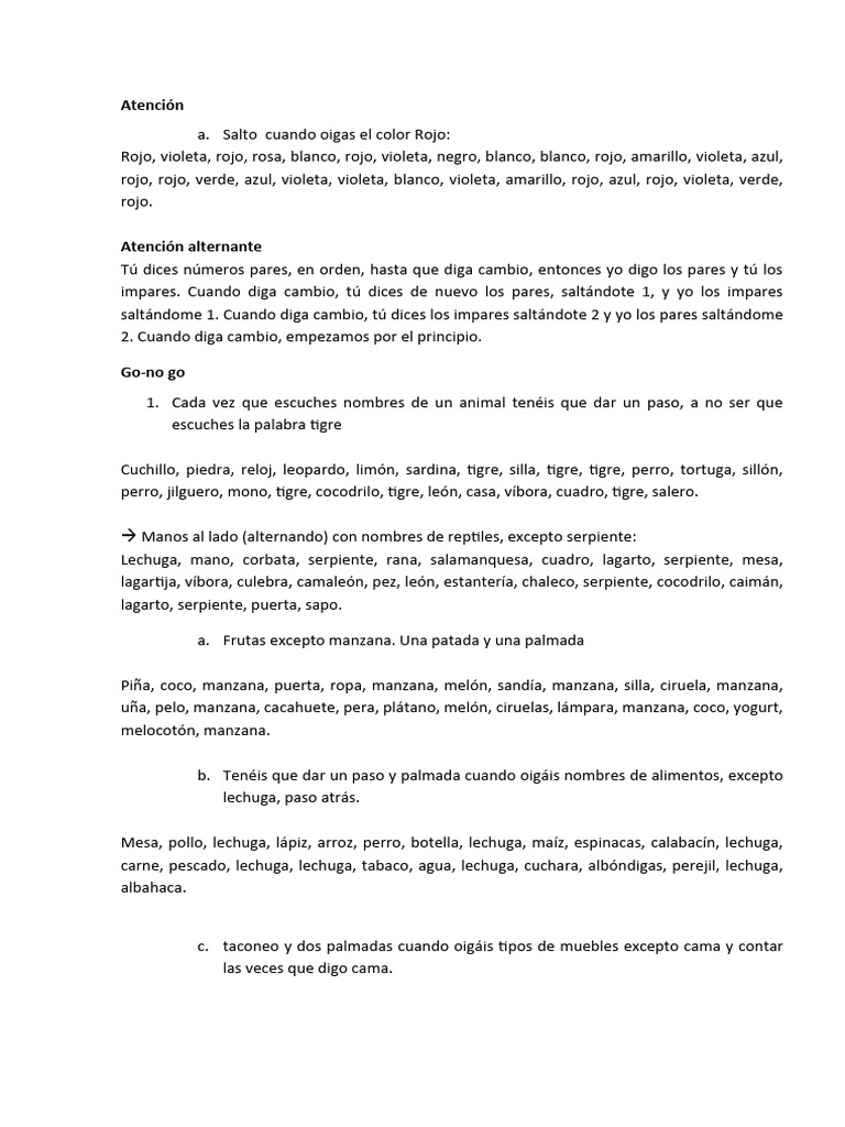 Ejercicio Grupal N-Back | PDF | Alimentos