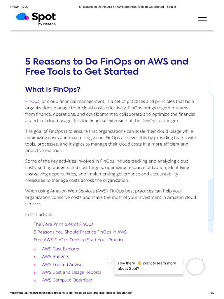Five Reasons To Do FinOps On AWS | PDF
