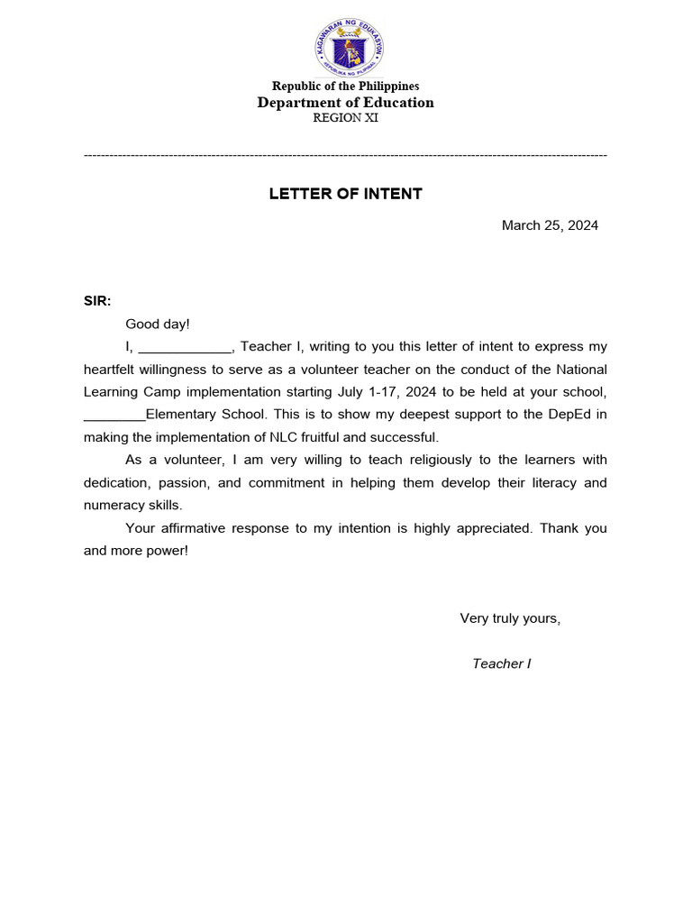 NLC Letter of Intent 2024 | PDF