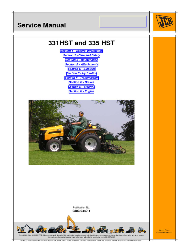 JCB 331HST and 335 HST Service Manual | PDF | Screw | Axle