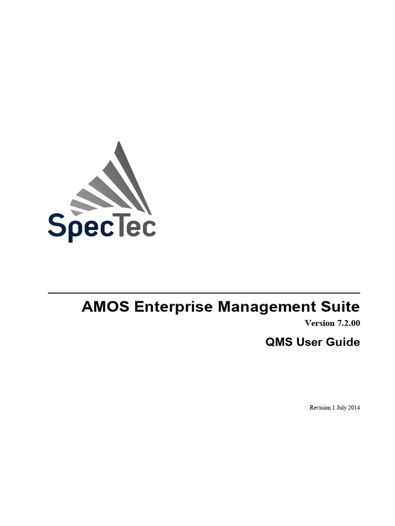 AMOS EMS VRS 7.2.00 QMS User Guide (ID 144933) | PDF | Login | Risk