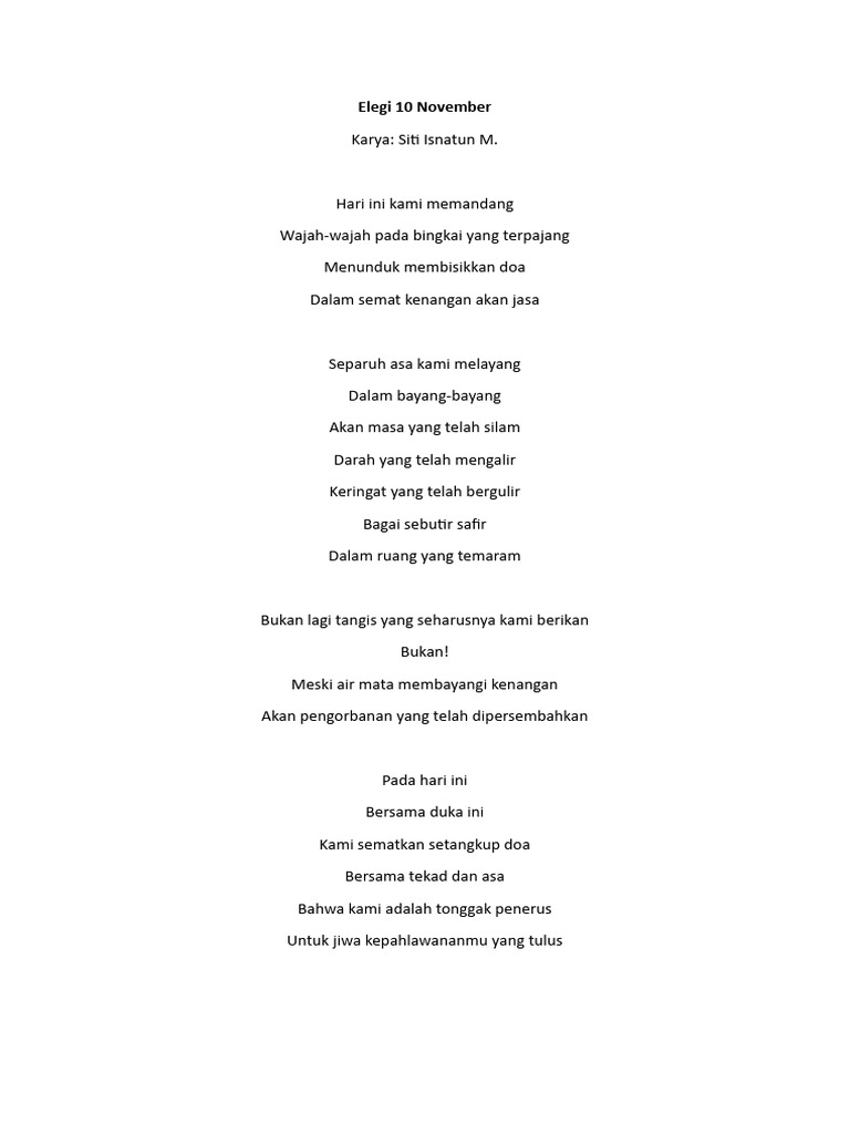 Puisi Elegi 10 November | PDF