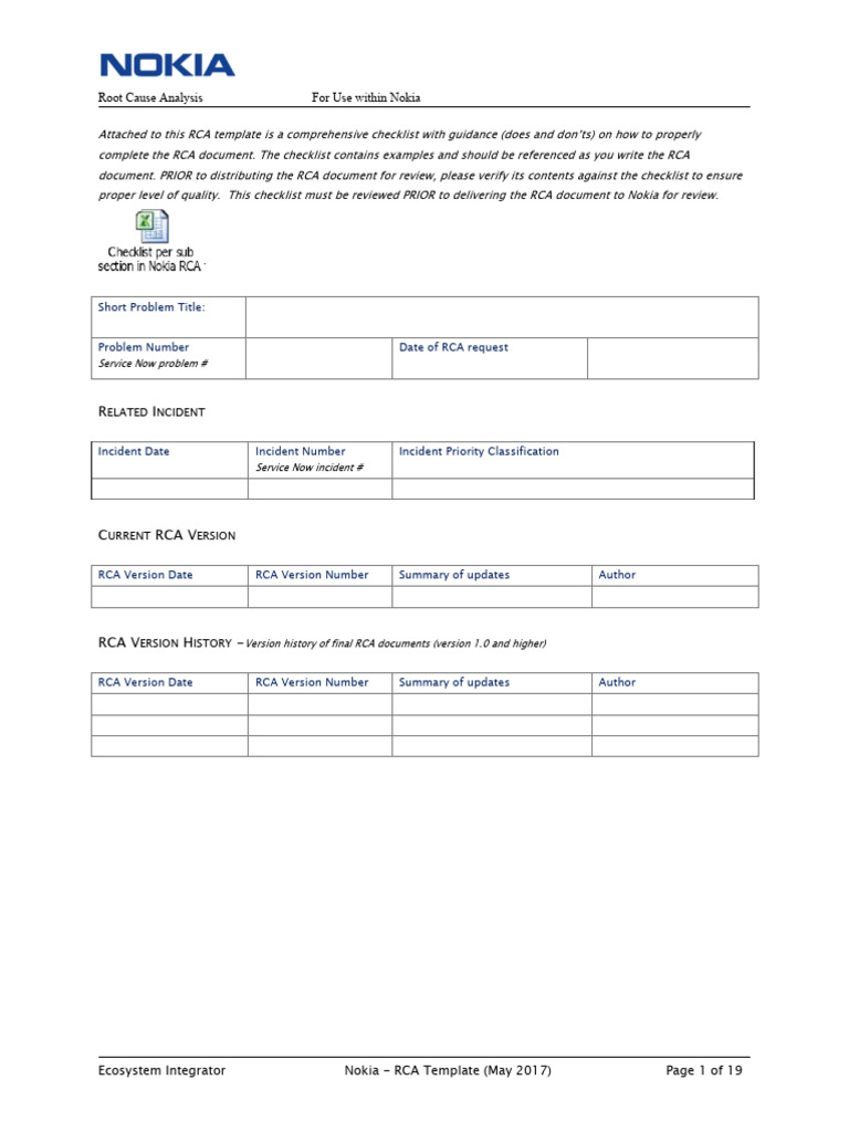 Nokia RCA Template | PDF | Application Software | Software Engineering