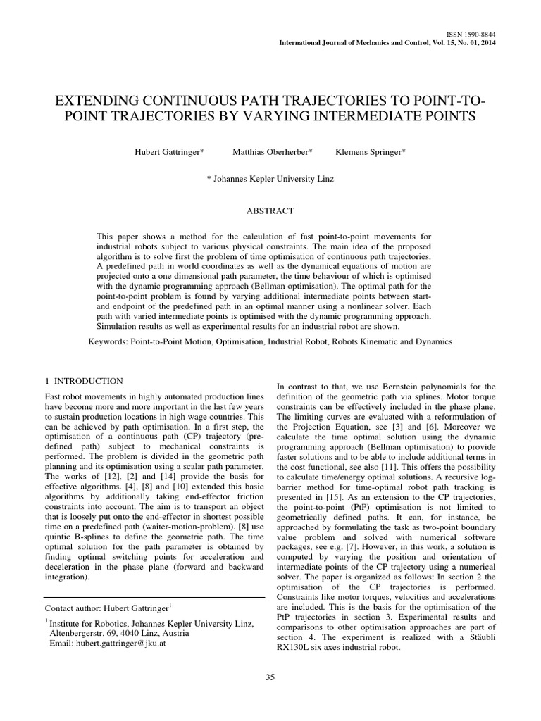 Extending Continuous Path Trajectories To Point-To Point Trajectories ...