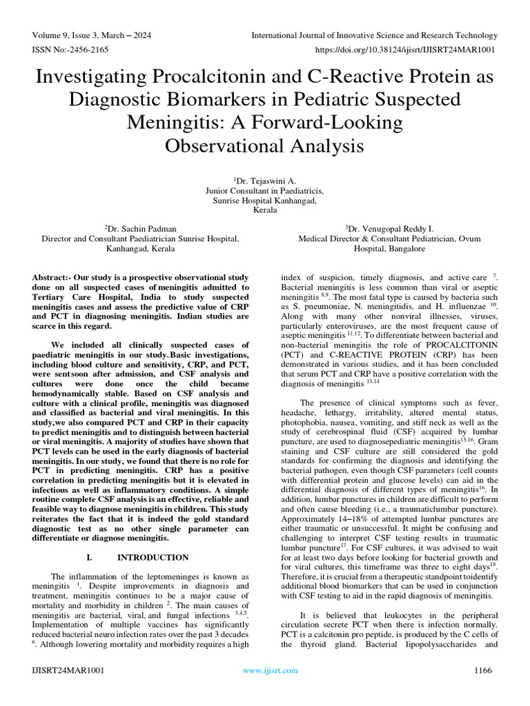 Investigating Procalcitonin and C-Reactive Protein As Diagnostic ...